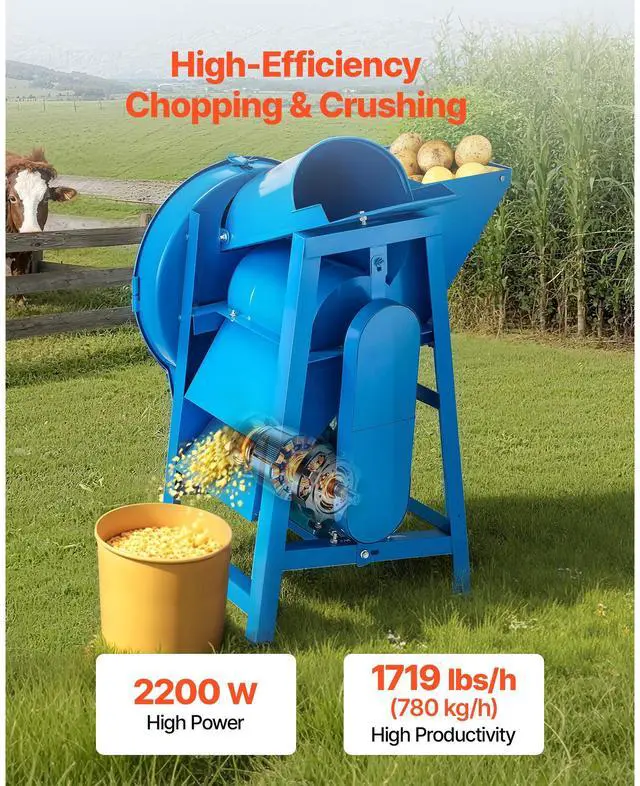 Hay Chopper, 2200W Corn Straw Chopper with Double Feed Ports, 1719lbs/h ...