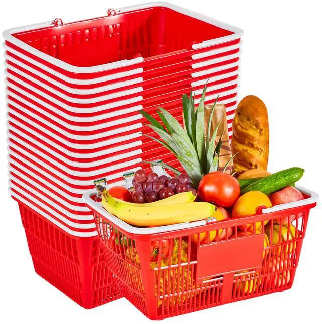 VEVOR Shopping Baskets, 20 PCS, 21L Stackable PE Plastic Grocery ...