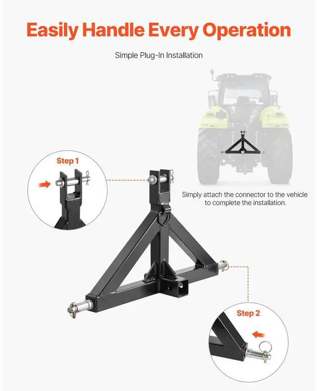 3 Point 2" Trailer Hitch Receiver Tractor Quick Hitch Adapter 3000lbs ...