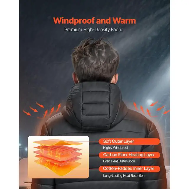 VEVOR Heated Jacket for Men with 7.4V Battery Pack Winter Soft Shell ...