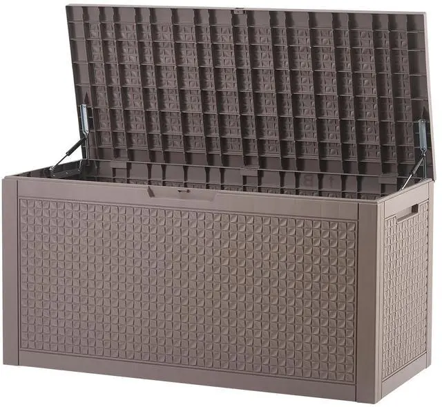 VEVOR Outdoor Storage Box, 100 Gallon Resin Deck Box, Backyard Outside ...