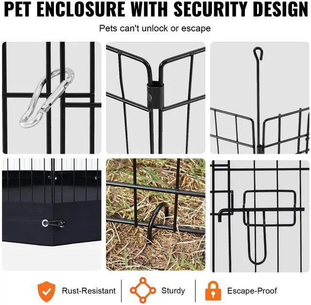 VEVOR Dog Playpen 4 Panels Foldable Metal Dog Exercise Pen with Bottom ...