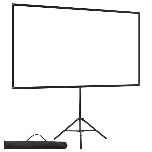 Tripod Projector Screen with Stand 80 Inch 160° Wide Angle 4K HD 16:9 ...
