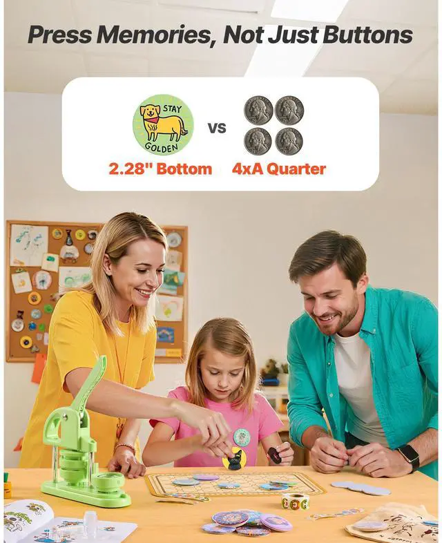 VEVOR Button Maker Machine Plastic Pin Maker 2.28 in 100pcs Button ...