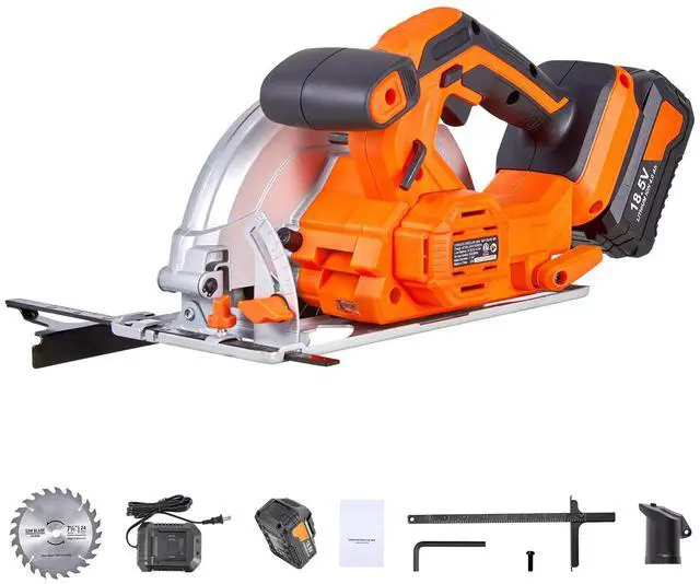 VEVOR Cordless Circular Saw, 7-1/4 inch Blade, 5000 RPM Speed, 0-45 ...