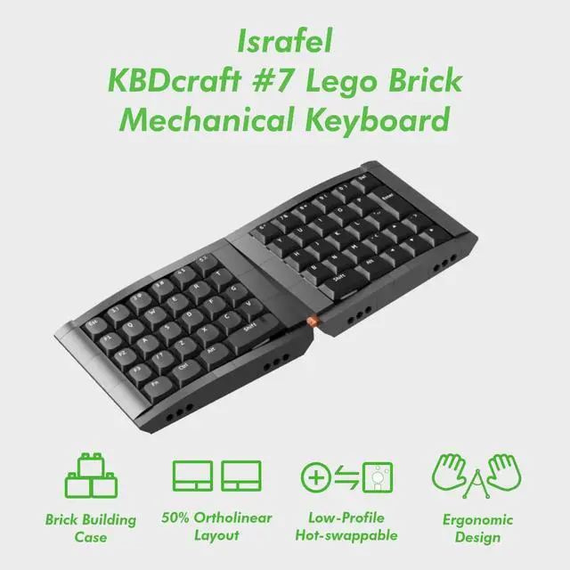 KBDcraft 07Israfel 50% Ergo-Split Low-Profile Mechanical Keyboard, 56 ...