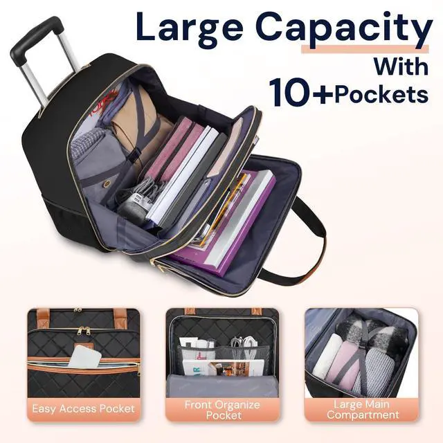 Ytonet Rolling Laptop Bag, 17.3 Inch Rolling Briefcase for Women, Water ...