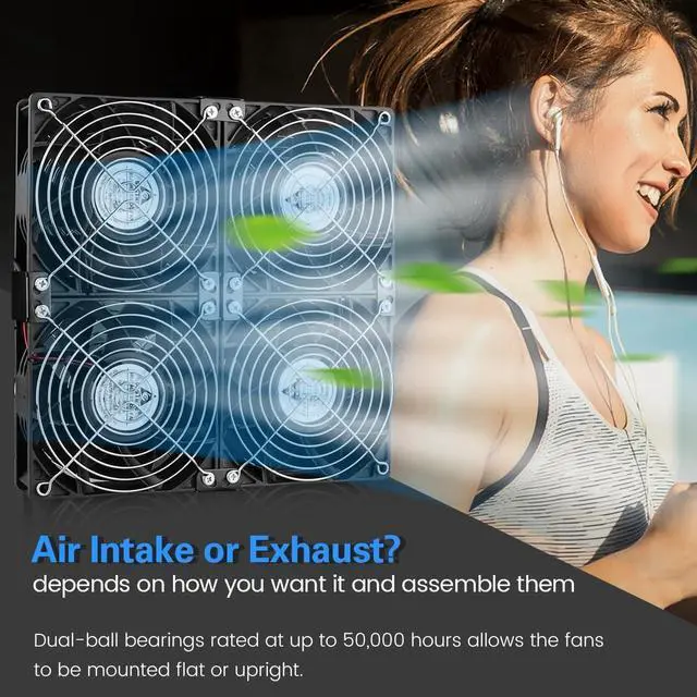 GDSTIME 4x120mm Powerful Computer Fans with AC Powered 100V 240V ...