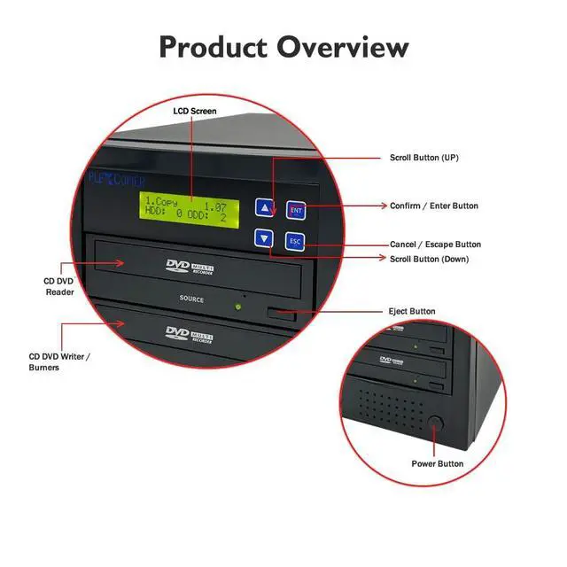 PlexCopier 24X 1 to 1 CD DVD M-Disc Supported Duplicator Copier Tower ...