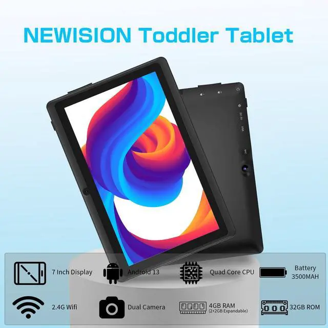 NEWISION 7 Inch Tablet with Case, Quad Core Android Tablets, 4GB RAM ...