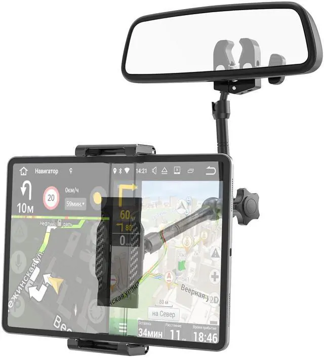 Rearview Mirror Tablet Holder- Metal Long Arm 360 Rotation and Folding ...