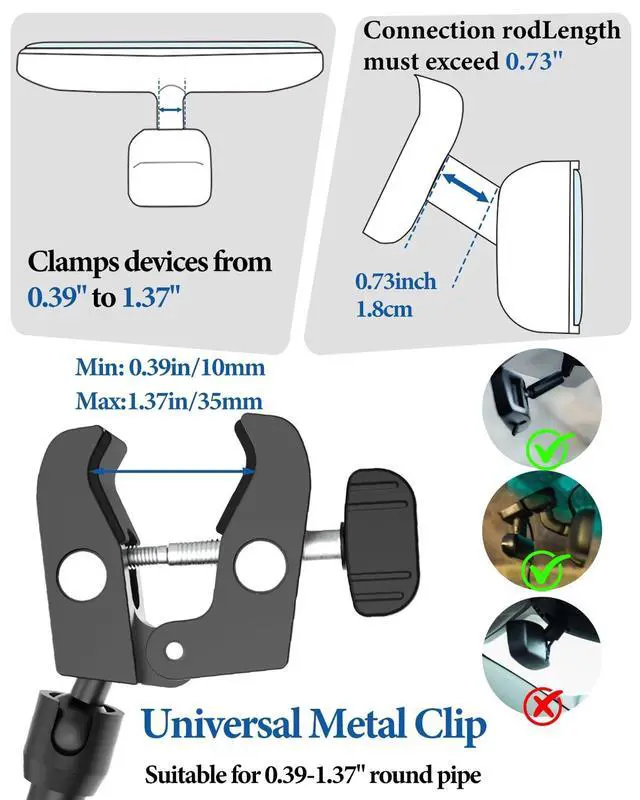 Rearview Mirror Tablet Holder- Metal Long Arm 360 Rotation and Folding ...