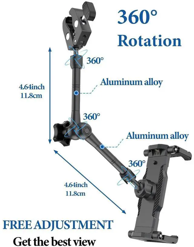 Rearview Mirror Tablet Holder- Metal Long Arm 360 Rotation and Folding ...