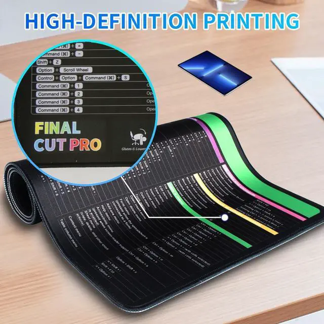 Final Cut Pro Shortcuts Mouse pad, Extra Large Size Keyboard Shortcut ...