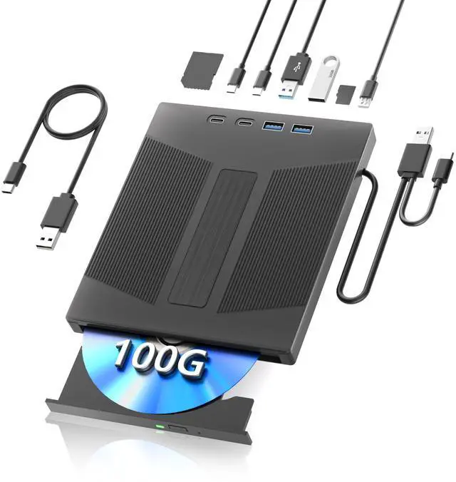 Taopjwr 100GB BDXL 7-in-1 External Blu Ray Drive,USB 3.0&Type-C High ...