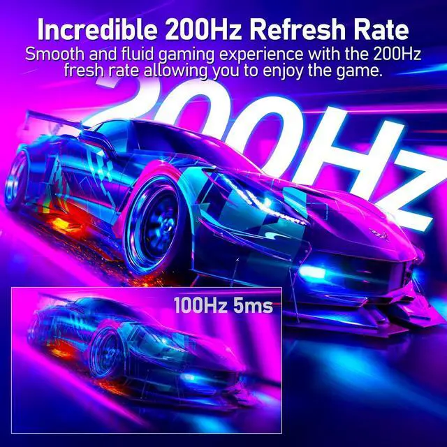 ZZA 27" Curved Gaming Monitor, FHD 1920x1080 200Hz/180Hz, 1800R VA ...