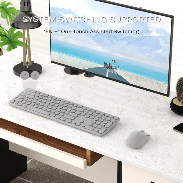 KEQTFT Wireless Keyboard and Mouse Combo, 110 Round Quiet Keys ...