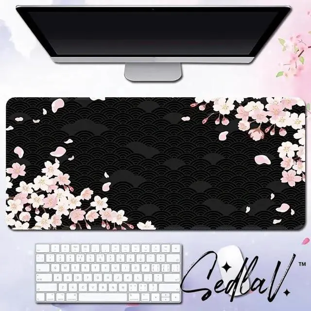 SEDLAV Large Mouse Pad Pink and Black Cherry Blossom XXL Gaming Desk ...