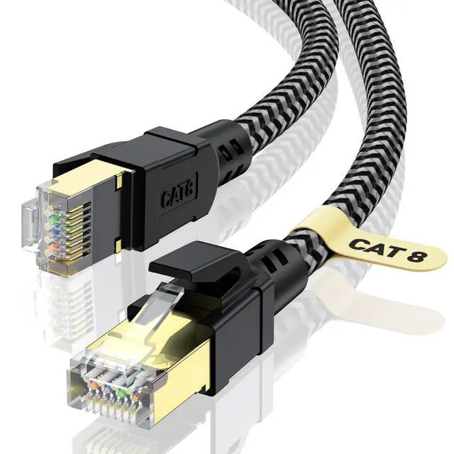 CABNEER Cat 8 Ethernet Cable 25FT, High-Speed Braided Internet Cable ...
