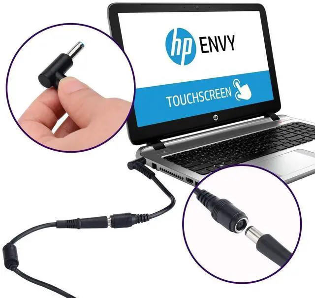 Tip Adapter Cable for HP 7.4mm to 4.5mm Blue Right Angle Tip Connector ...