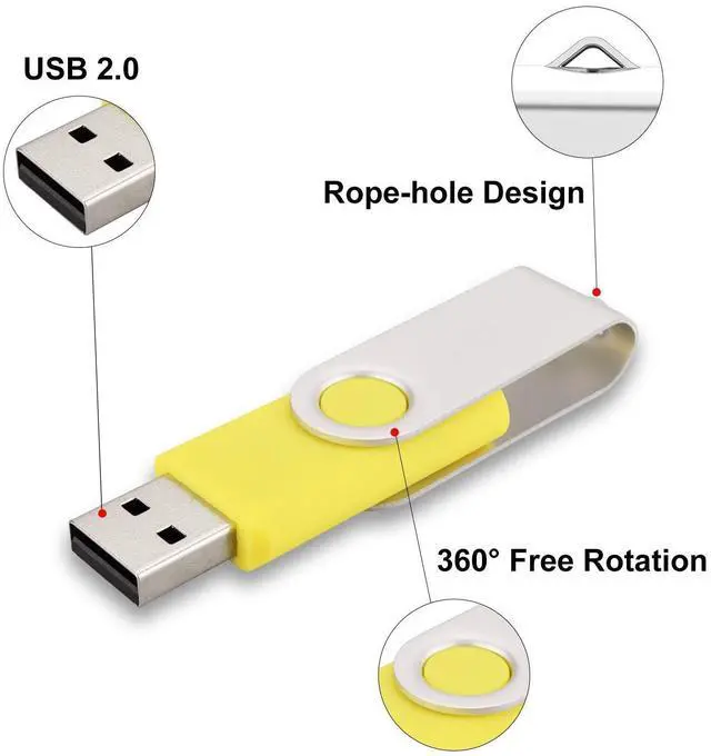 Alihelan 10pcs 4GB USB Flash Drives USB 2.0 Thumb Drive Bulk Swivel ...