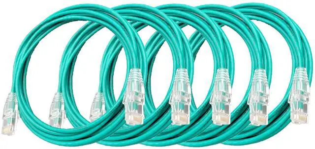 Micro Connectors 5 Feet Cat6A Ultra Slim Patch (28AWG) Cable (Green) 5 ...