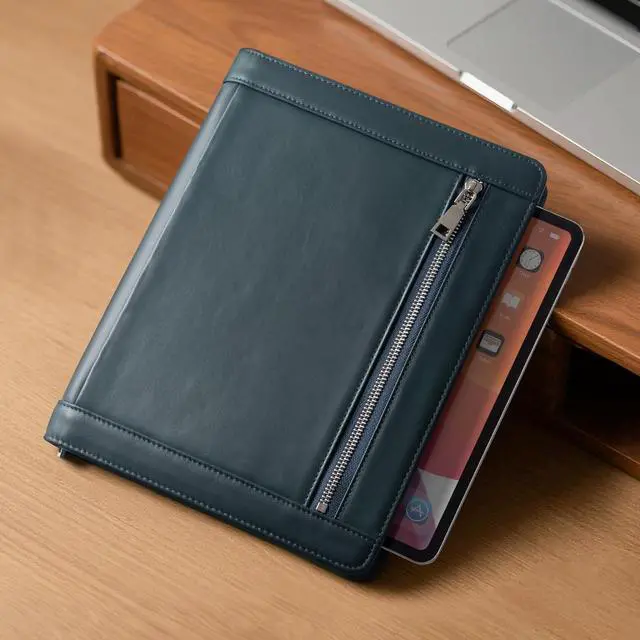 Augus Genuine Leather Portfolio with Zipper for Men/Women, Padfolio ...