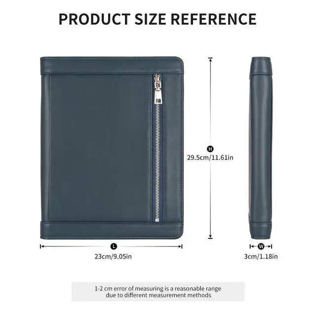 Augus Genuine Leather Portfolio with Zipper for Men/Women, Padfolio ...