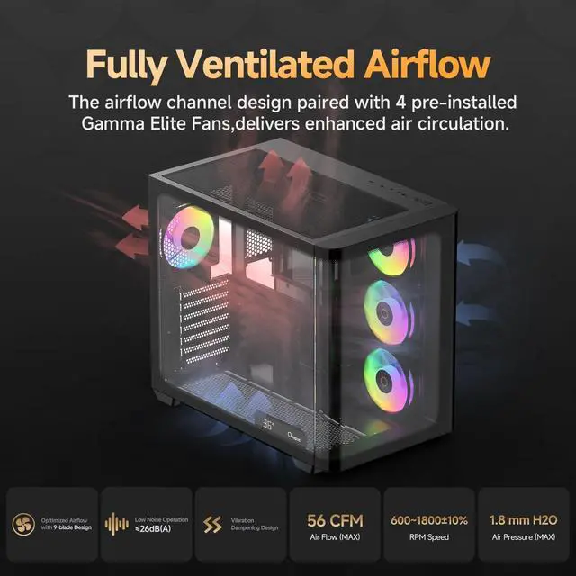 Iota C70 BK Curve ARGB Digital Mid Tower ATX Gaming PC Case,270 Curved ...