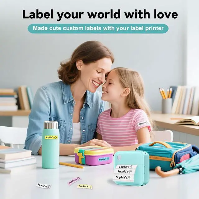 Label Maker Machine with Tape - Inkless Mini Bluetooth Label Printer ...