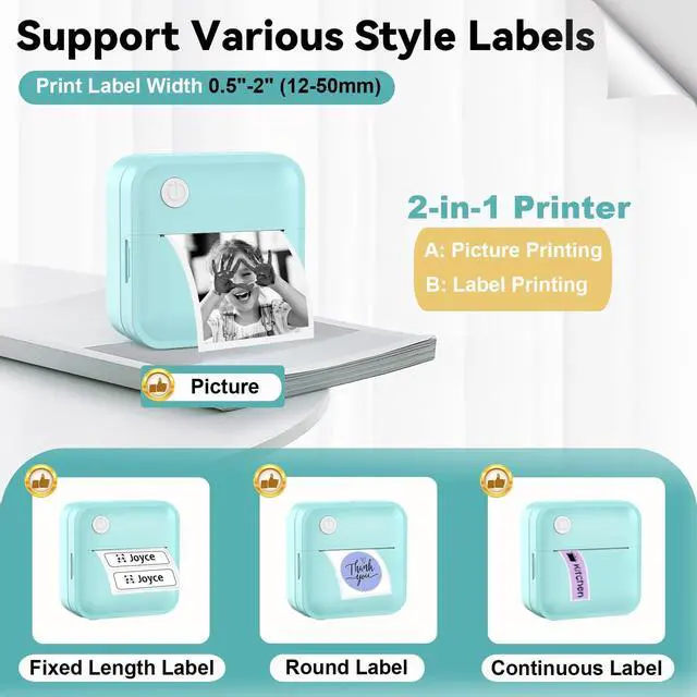 Label Maker Machine with Tape - Inkless Mini Bluetooth Label Printer ...