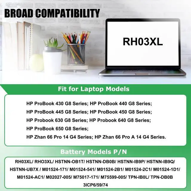 RHKRKQN RH03XL M01524-1D1 M02027-005 Laptop Battery Replacement for HP ...