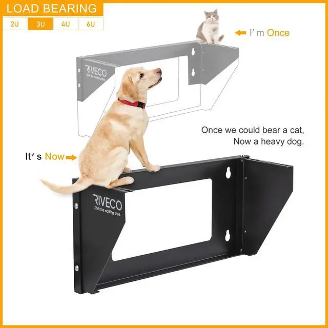 RIVECO 3U Wall Mount Rack for Network^^ Reinforced Heavy Load 66-99 LBS ...