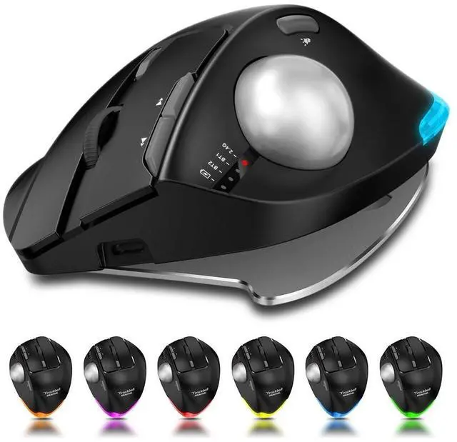 zelotes Trackball Mouse,Rechargeable Wireless Bluetooth Mouse,4800 DPI ...