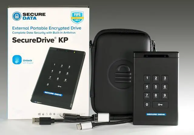 SecureData SecureDrive KP 4TB Hardware Encrypted USB 3.0 External Drive ...