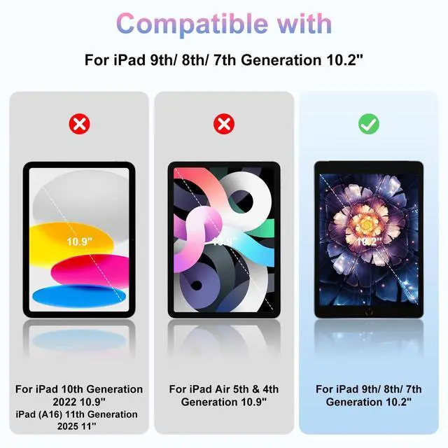 DUEEFA for iPad 9th/8th/7th Generation Case(2021/2020/2019),360Rotating ...