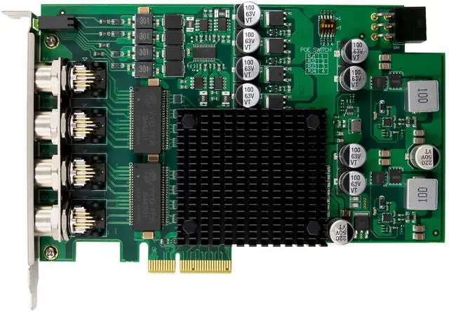JVFYI PCIe x4 I350AM4 Quad-1G PoE+ (M12) Visual Frame Grabber Server ...