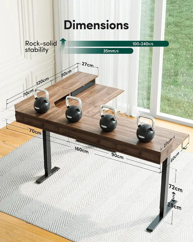 FEZIBO L Shaped Electric Standing Desk, 63x48 inch Large with Drawers ...