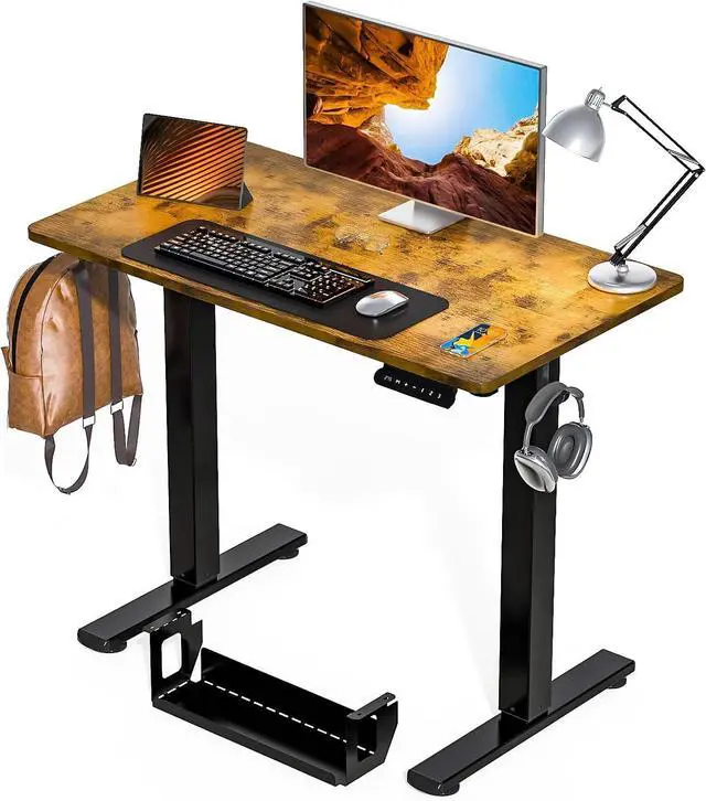 Kingant Standing Desk Height Adjustable Small Electric Stand Up Desks ...