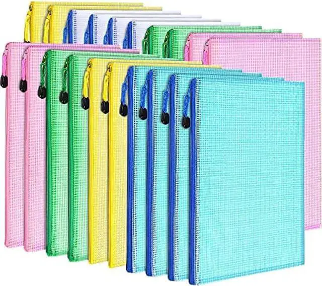 LEOBRO 20PCS Mesh Zipper Pouch, A4 Letter Size Mesh Bags with Zipper ...