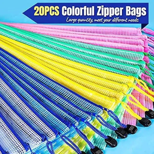 LEOBRO 20PCS Mesh Zipper Pouch, A4 Letter Size Mesh Bags with Zipper ...