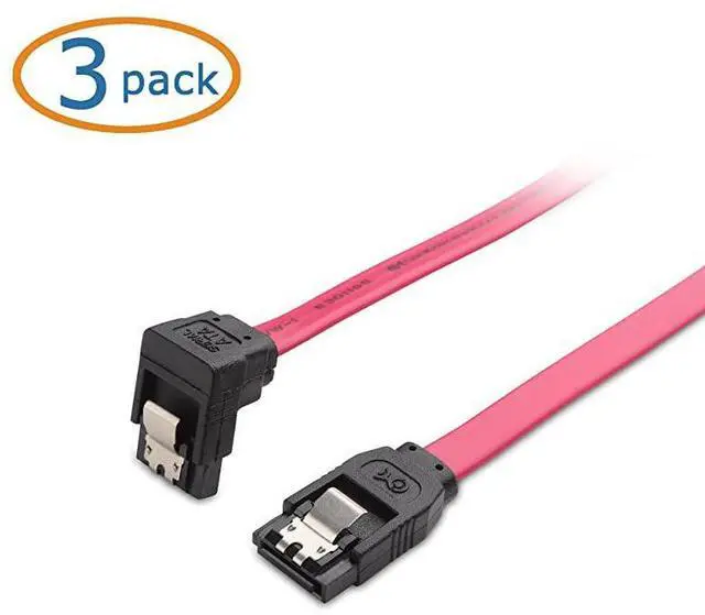 3-Pack 90 Degree Right Angle SATA III 6.0 Gbps SATA (SATA 3 Cable) Red ...