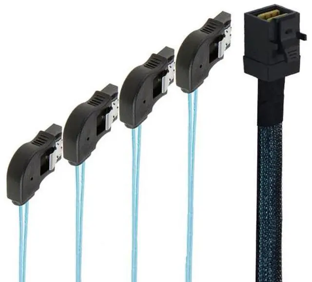 MiINIl SAS HD SFF-8643 to4X SATA Left-Angle Server Internal High-Speed ...