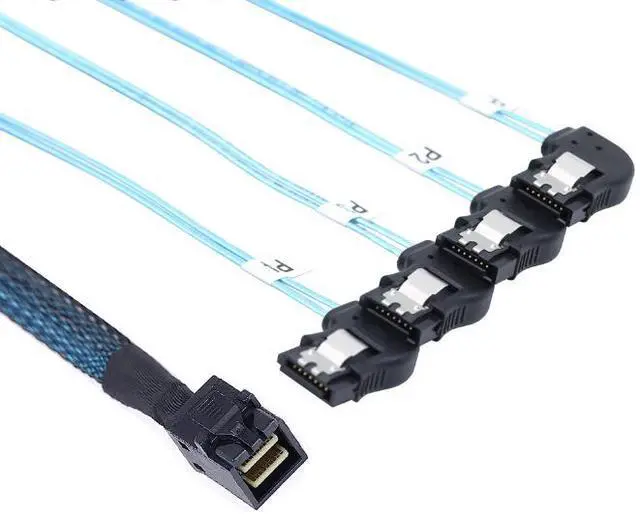 MiINIl SAS HD SFF-8643 to4X SATA Left-Angle Server Internal High-Speed ...