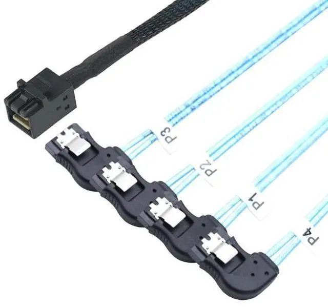 MiINIl SAS HD SFF-8643 to4X SATA Left-Angle Server Internal High-Speed ...