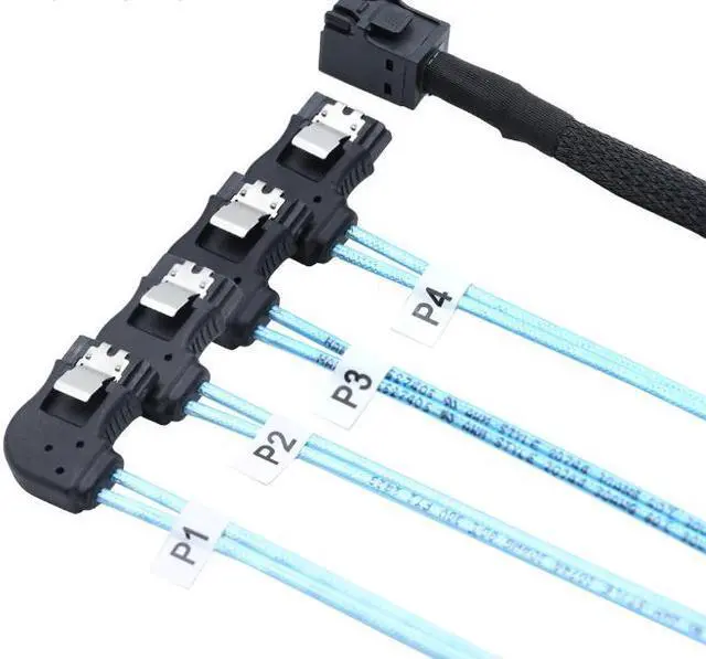 MiINIl SAS HD SFF-8643 to4X SATA Left-Angle Server Internal High-Speed ...