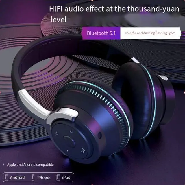 Wireless over-ear Bluetooth headphones with bass stereo sound card ...