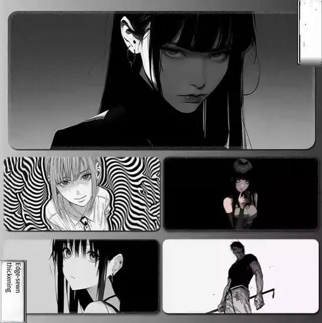 Black and White Anime Mouse Pad - Extra Large, Simple, 2D Customized ...