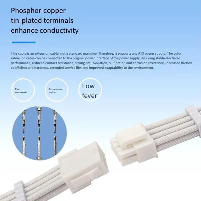 JVFYI Computer accessory CPU 8P extension cable nylon braided wire ...