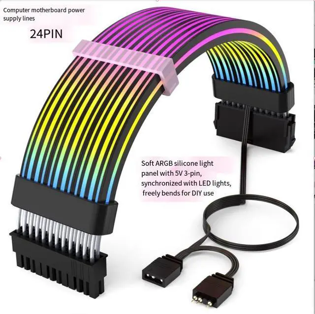 JVFYI Clear Sea God Light Sync Neon Extension Cable 24PIN Motherboard ...